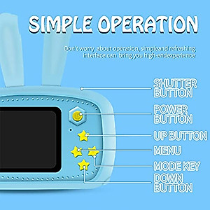 Kids Camera, Rabbit Shape Video LCD Screen Kid Camera, Kids Camera for Girls, USB Data Transfer Kids Digital Camera, Battery Powered Toddler Camera Yellow