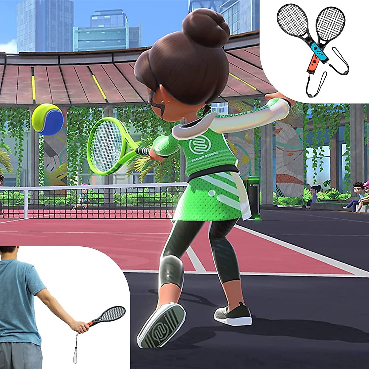 Mviioe for Switch Accessories Bundle Compatible with Nintendo Switch/Switch OLED for Nintendo Switch Sports Games with Leg Straps, Tennis Rackets, Glof Clubs, Sword, Wrist Straps(9 in 1)