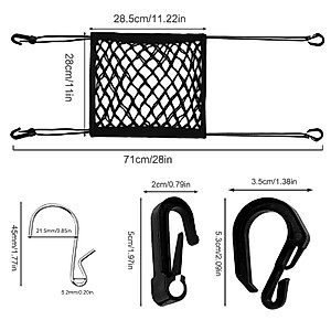 2 Pack Motorcycle Cargo Net, Motorcycle Bungee Cargo Net 10.3"X15.4" Helmet Net Small Luggage Rack High-Elastic Double Layer Bungee Net Thicken Net with Adjustable Metal Hooks for Motorcycle Bike ATV
