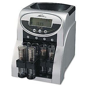 Royal Sovereign 2 Row Electric Coin Counter With Patented Anti-Jam Technology and Digital Counting Display (FS-2D),Blk/Silver