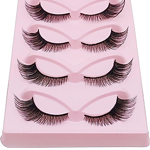 Fyonas Cat Eye Lashes Comfortable Fake Eyelashes Wispy Lashes Natural Look 18mm Fox Eye Lashes Volume False Lashes 5 Pairs Pack (Cat Eye 03)