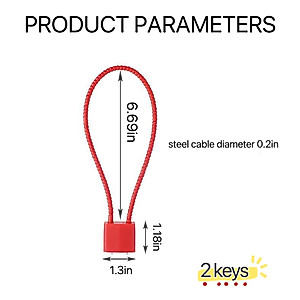 TAOZUONG 15 Inch Gun Lock, Trigger Lock, Cable Gun Lock for Firearm Locking and Secured Storage, Red Cable Lock, Doj Approved