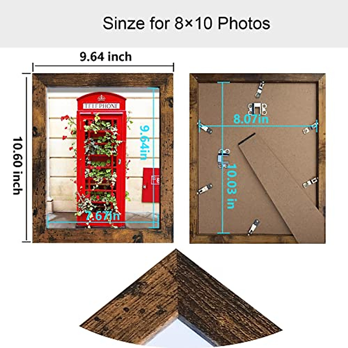 SESEAT 8x10 Picture Frame Wood Brown, Photo Frame for Wall Mounting or Tabletop, 1 Pack
