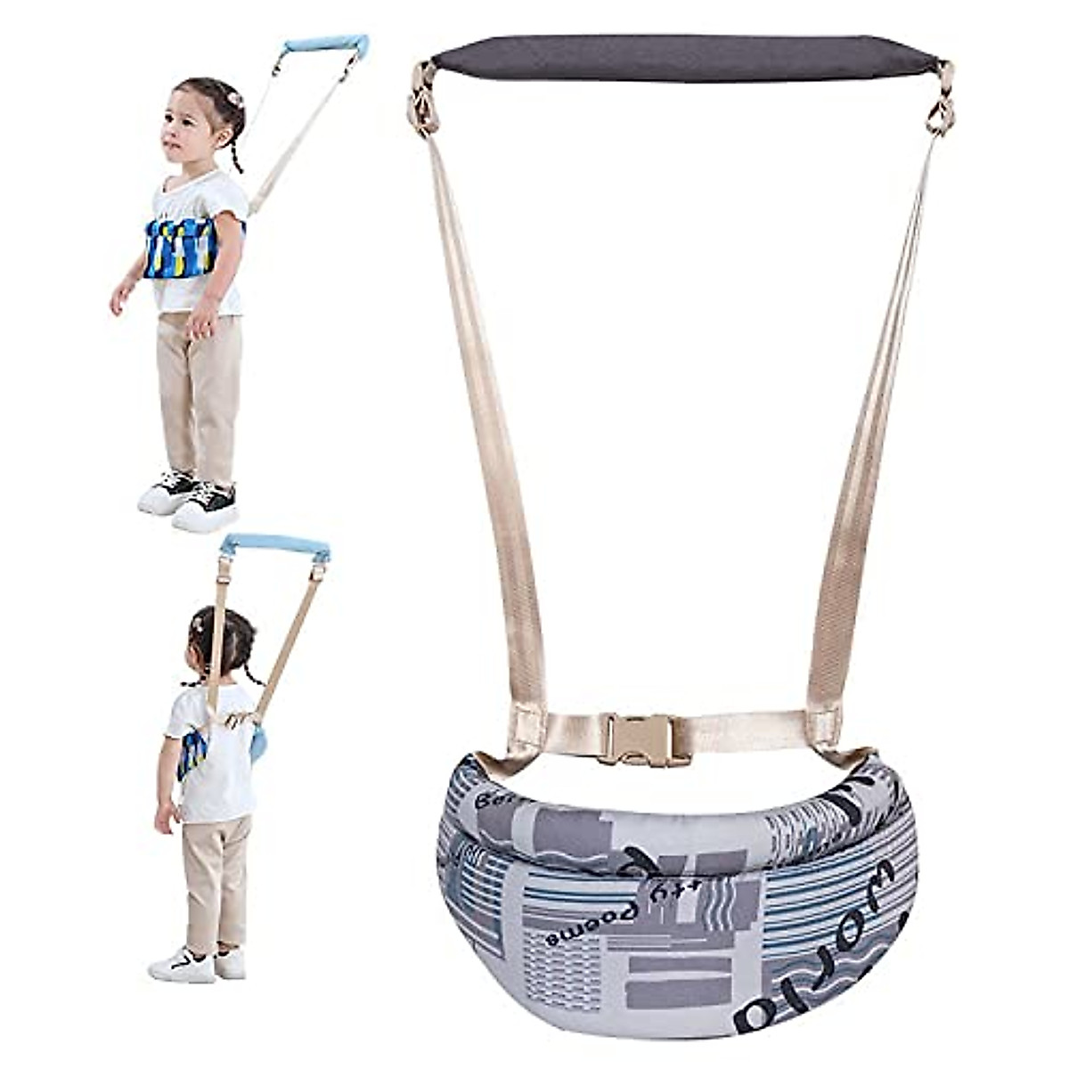 Handheld Baby Walker,Safe Toddler Walking Assistant Helper Kid Walking Child Harnesses Learning Assistant Belt Gray
