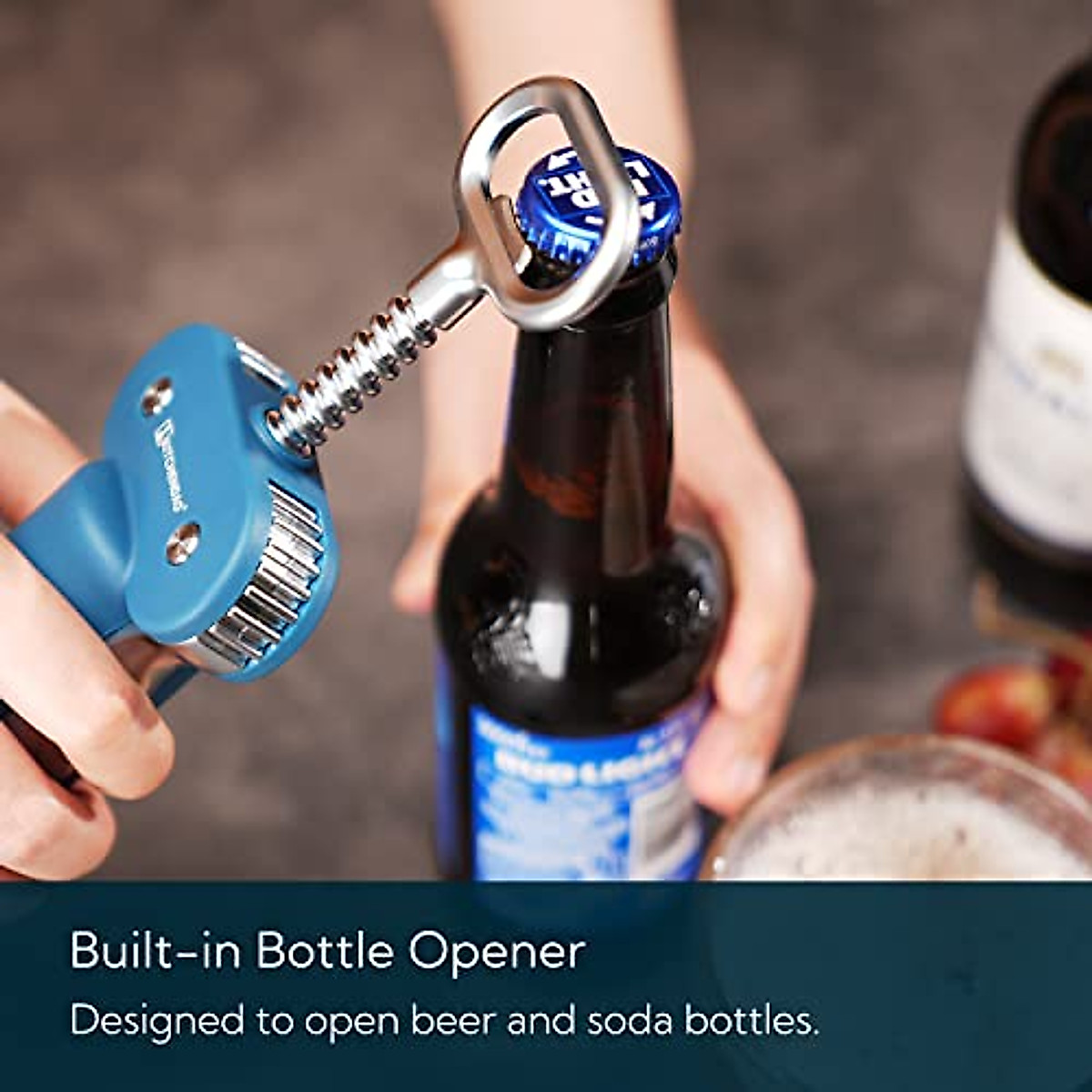 KITCHENDAO 3 in 1 Wine Bottle Opener, Wing Corkscrew with Foil Cutter, Built-in Beer Bottle Opener, Multifunctional Wine Opener with Non-Stick Sharp Screw,Easy to Use, Sturdy Durable Manual Corkscrew
