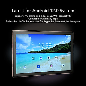 2 in 1 Tablet with Keyboard, 10.1 inch Android 12 Tablet PC, 8+256GB, Octa Core, 8MP+16MP Dual Camera, GPS, Bluetooth, WiFi, 4G LTE Tablet with Case (US Plug 100‑240V)