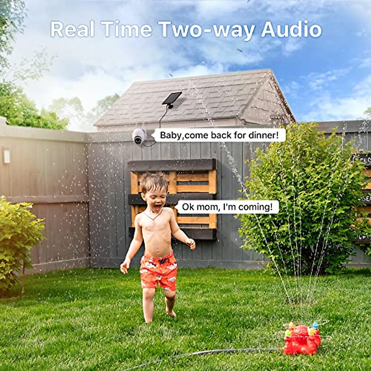 EUKI Security Cameras Wireless Outdoor, 2K Solar Security Camera System 360° PTZ with Spotlight & Siren, 2.4Ghz Outdoor Security Cameras,Color Night Vision, PIR Motion Detection, 2-Way Talk, IP66.