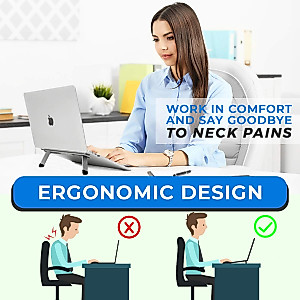 Triyards Laptop Riser for Desk – Aluminum Foldable Laptop Stand for 10”-16” Models Including MacBook, MacBook Air, iPad, HP and More – Self-Adhesive Portable Laptop Stand with Non-Skid Feet