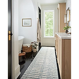 Loloi Chris Loves Julia Chris Collection CHR-01 Ivory/Denim 3'-6'' x 5'-6'', .50" Pile Height, Accent Rug