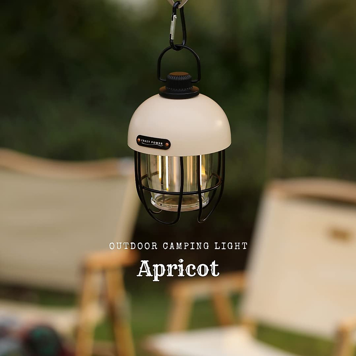 Crazy Power Camping Lantern Rechargeable LED Camping Light Premium Vintage Light 4500 mAh High Capacity Dimmable 3 Light Modes Waterproof for Camping Hiking Fishing Power Outages (CPG100 Apricot)