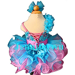 Jenniferwu G135BL Infant Toddler Baby Newborn Little Girl's Pageant Party Birthday Dress Blue Size 3-6M