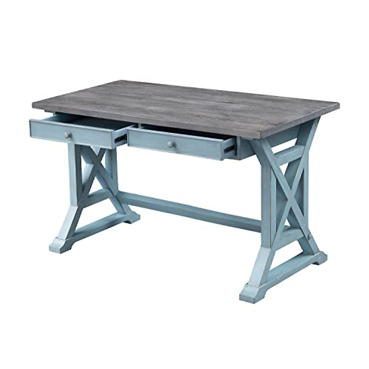 Coast to Coast Imports Two Drawer Writing Desk, Blue, 52" W x 26" D x 30" H