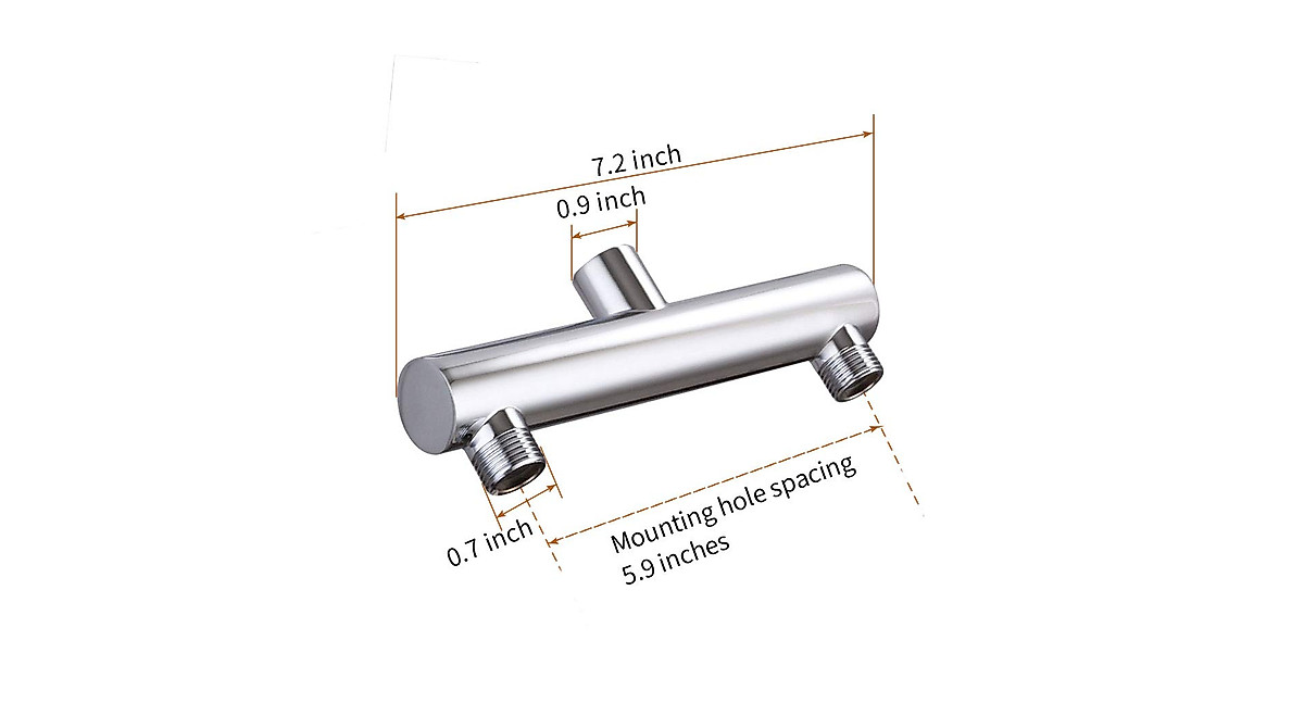 AZOS Chrome Double Outlet Shower Manifold for Dual Showers