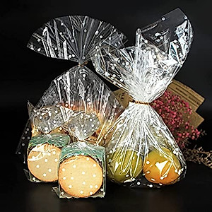 HFHSY (118 ft x 34 in Clear Cellophane Wrap Roll Irregular White Dot Cellophane Roll 3 Mil Clear Wrap Cellophane Bags,Wrap Roll, Cellophane Roll, Cellophane Wrap for Gifts, Baskets, Flowers