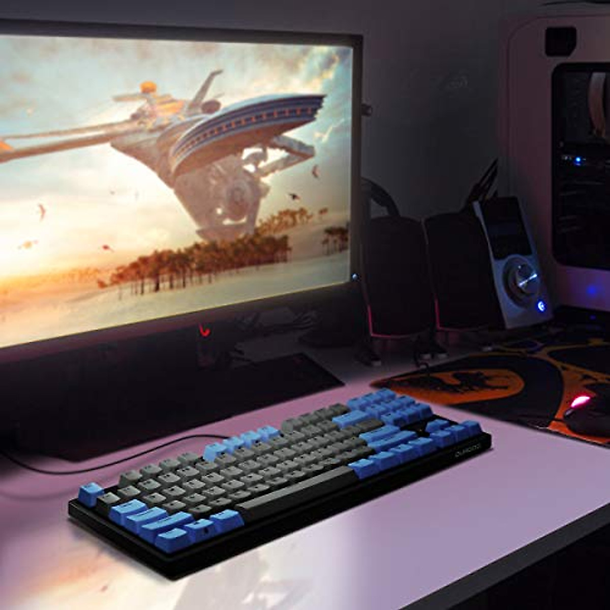 DURGOD Taurus K320 TKL Wired Mechanical Gaming Keyboard - 87 Key - Double Shot PBT - NKRO - USB Type C (Cherry Silent Red,Black)