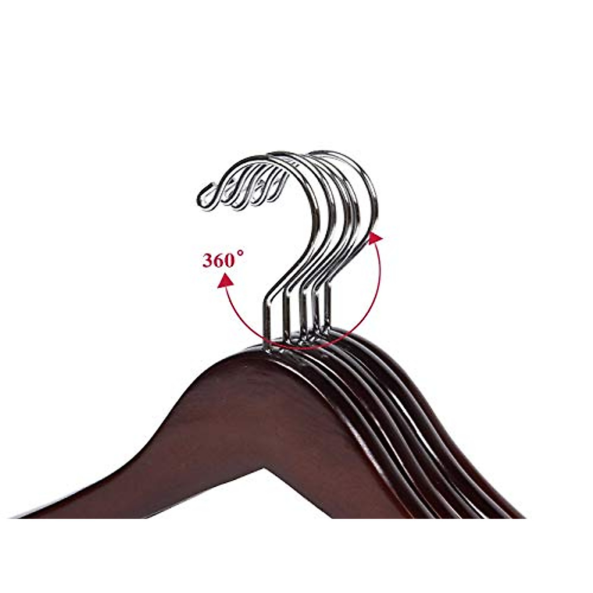 Quality Hangers 10 Wooden Curved Hangers Beautiful Sturdy Suit Coat Hangers with Locking Bar Chrome Hooks (10)