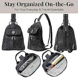 Baggallini Naples Convertible Small Daypack Sling Crossbody, Midnight Blossom