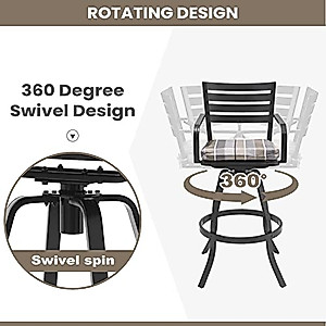 Pellebant Swivel Outdoor Bar Stools Set of 2, Patio Bar Dining Chairs with Cast Aluminum Frame, Sunbrella Cushion, Easy to Install, Champagne