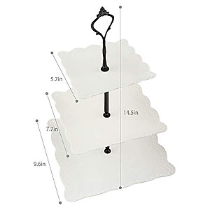 Lucky Will 3 Tier Cupcake Stand Plastic Tiered Tray Dessert Cakes Snacks Display Tower Tray for Halloween Wedding Birthday Party Tea Party (Black New Crown,Square)