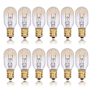Simba Lighting T6.5 25W Replacement Bulb (12 Pack) for Himalayan Salt Rock and Basket, Plug in Aromatic Wax Warmer, Night Light, Mini Tube Shape, 120V, E12 Candelabra Base, Dimmable, 2700K Warm White