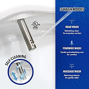 Barumi BM-4000 Elongated Bidet Toilet Seat, Smart Heated Seat, Air Dryer, Warm Water & Pressure Control, Self-Cleaning, Child & Eco Mode, Self Cleaning -SS Spray Nozzle with Massage, Soft Close Lid