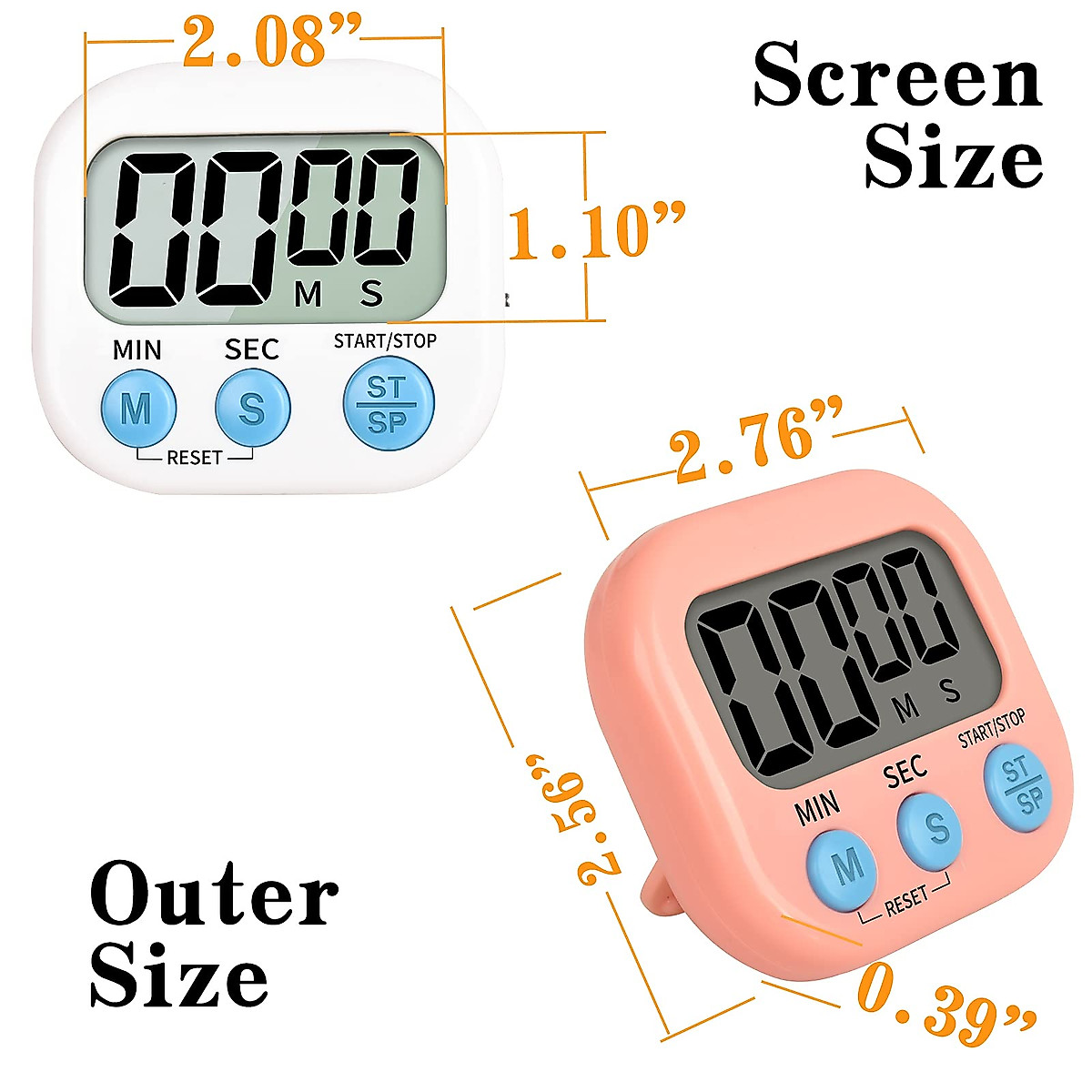Digital Kitchen Timer for Cooking, Big Digits Loud Alarm Strong Magnetic Backing, Multi-Function Electronic Timer, Classroom Timers for Teachers Kids (White)