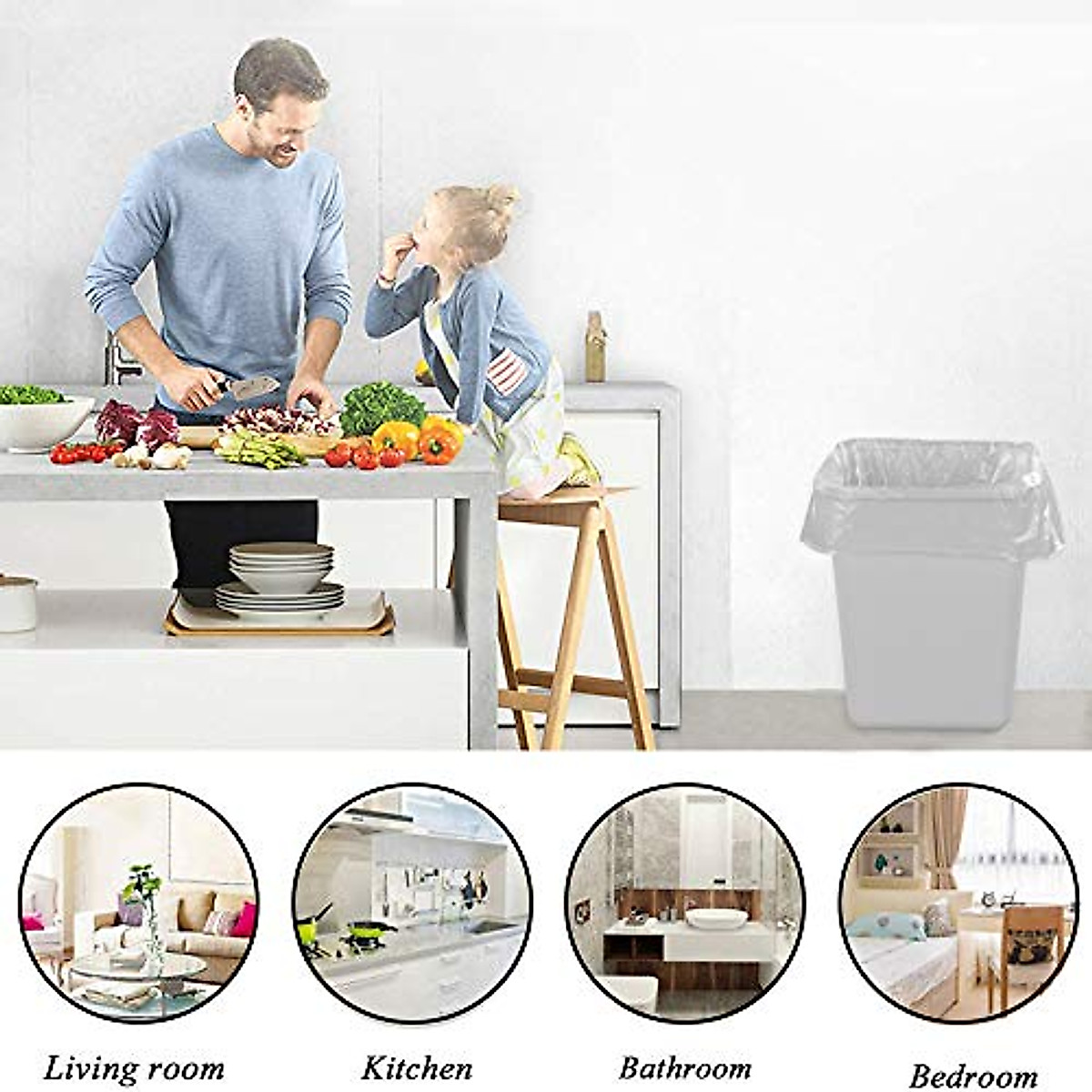 Cand 2.6 Gallon Clear Garbage Bags, Small Trash Bags, 110 Counts