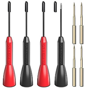 Goupchn Test Probe Set 4PCS 600V/10A Non-Destructive Back Probes and 4PCS Gold-Plated Precision Sharp Probes for 2mm Multimeter Leads Electrical Testing
