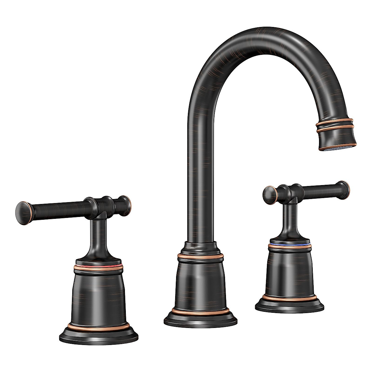 Classical 8 inch Bathroom Faucet, Bathroom faucets for Sink 3 Holes, Widespread Brushed Nickel Bathroom Faucet with Pop Up Drain and cUPC Lead-Free Hose (Oil Rubbed Bronze 1 Packs)