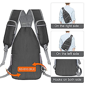 ZOMAKE Sling Bag for Women Men:Small Crossbody Sling Backpack - Mini Water Resistant Shoulder Bag Anti Thief Chest Bag Daypack for Travel Hiking Outdoor Sports,Black(stripe)