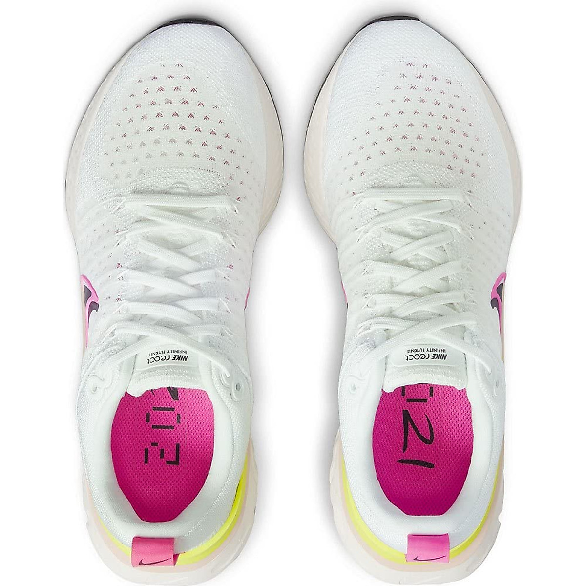 Nike React Infinity Run Flyknit 2 Womens Casual Running Shoe Ct2423-600 (8, White/Black/Sail/Pink Blast, Numeric_8)