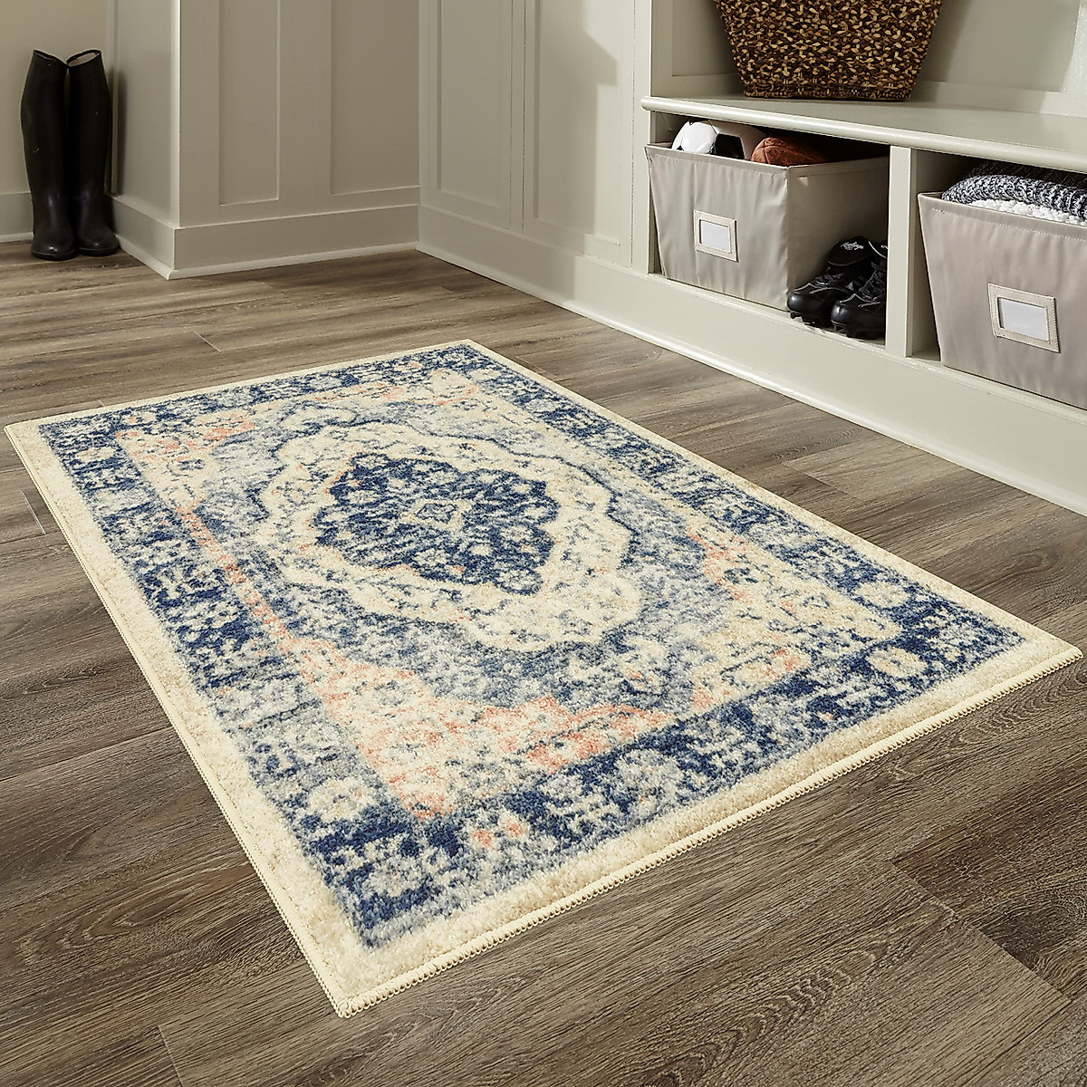 Maples Rugs Caprice Boho Medallion Trellis Kitchen Rugs Non Skid Accent Area Carpet [Made in USA], Blue, 2'6 x 3'10