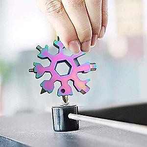 Stocking Stuffers for Men, 18-in-1 Snowflake Multi Tool, Portable Stainless Steel Snowflake Bottle Opener/Flat Phillips Screwdriver Kit/Wrench Tool snowflake tool card, Christmas Gift for Men Dad