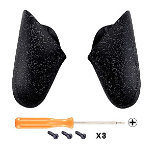 eXtremeRate Textured Black Replacement Handle Grips for Nintendo Switch Pro Controller, 3D Splashing DIY Hand Grip Shell for Nintendo Switch Pro - Controller NOT Included