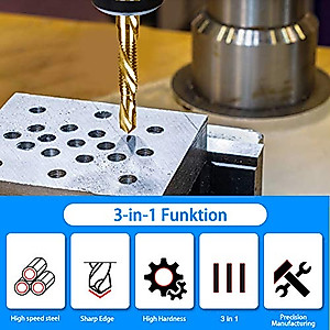 6 Packs Titanium Combination Drill & Taps Bit Set SAE 6-32nc 8-32nc 10-32nc 10-24nc 12-24nc 1/4-20nc.