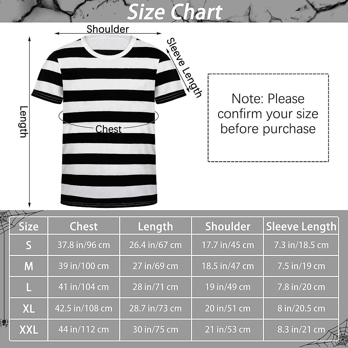 SOMSOC Adult Halloween Robber Costume Set Include Short Sleeves Stripe T-shirt Beanie Cap Dollar Sign Money Bag Eye Mask Half-finger Gloves for Halloween Cosplay Pirate Burglar Theme Party, Small