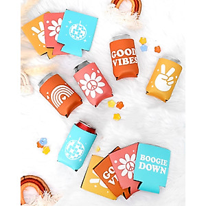 12-Pack Retro Bachelorette Party Can Cooler 70s Theme Beverage Sleeves Favor for Disco Bridal Shower Party Supplies Hippies Groovy Party Decorations