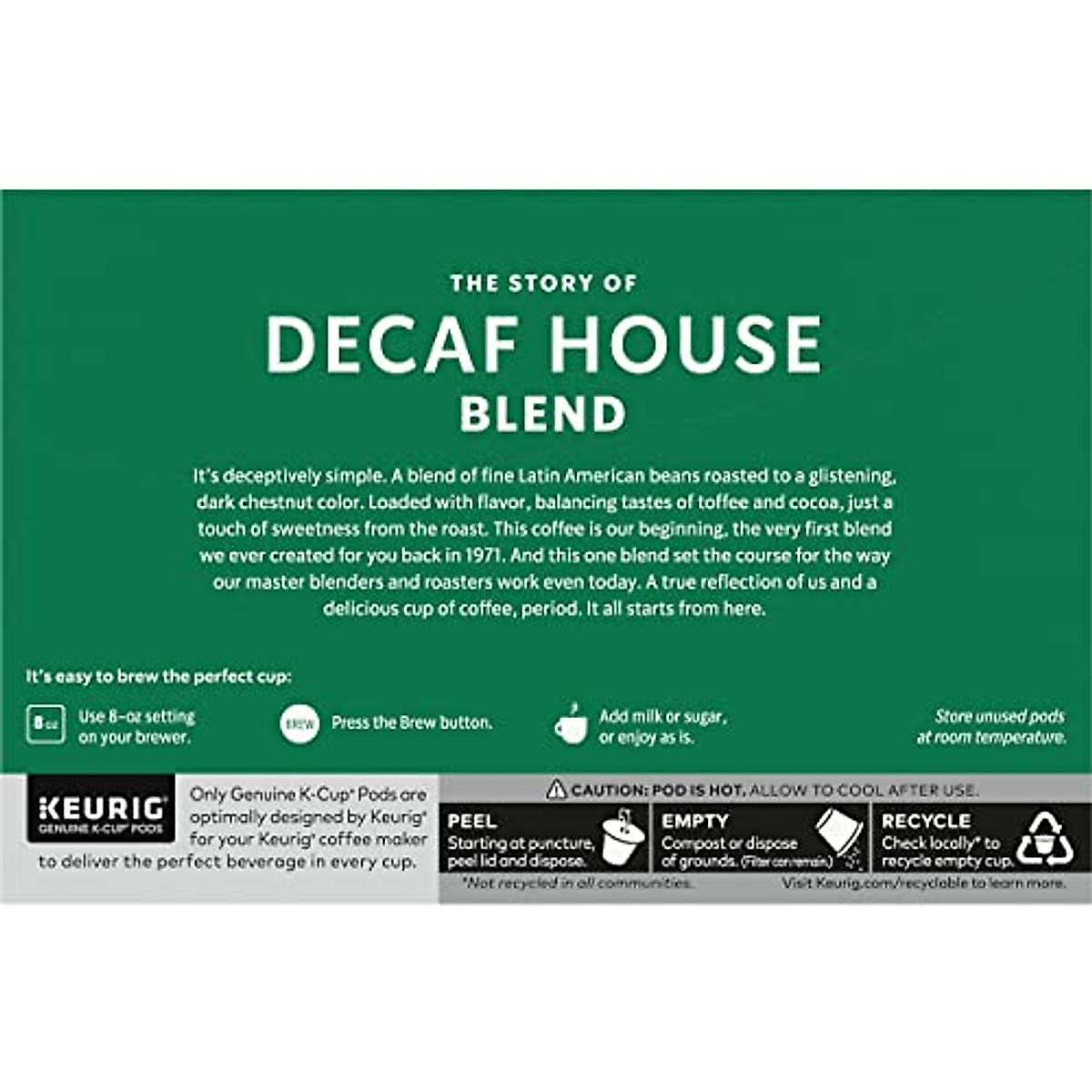 Starbucks Decaf House Blend Coffee K-Cup Pods, Medium Roast Decaffeinated Ground Coffee K-Cups for Keurig Brewing System, 10 CT K-Cups/Box (Pack of 3 Boxes)