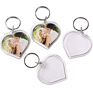 25Pcs Heart-Shaped Small Clear Acrylic Custom Personalised Insert Photo Picture Blank Frameless Frame Keychains Snap-in Key Chain Keyrings Key Holder for Family Lovers and Friends