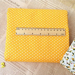 7Pcs Top Orange Cotton Craft Fabric Bundle Squares Patchwork DIY Sewing Scrapbooking Quilting Floral Dot Pattern Craft and Hobby Fabric 10" x 10" (25cm x 25cm)
