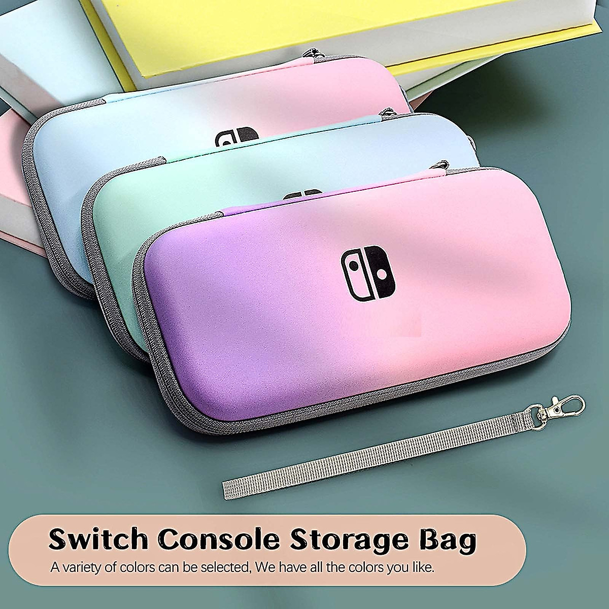 Carry Case Compatible with Nintendo Switch Girls Protective Hard Portable Travel Carry Case for Nintendo Switch Console and Accessories(Blue-Green