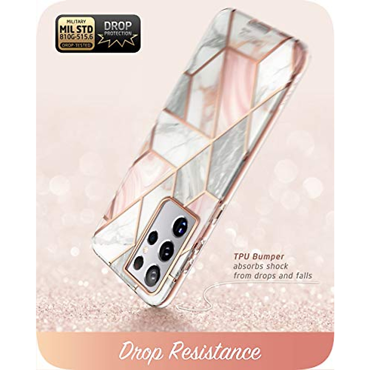 i-Blason Cosmo Series for Samsung Galaxy S21 Ultra 5G Case, Slim Stylish Protective Case Without Screen Protector (Marble)