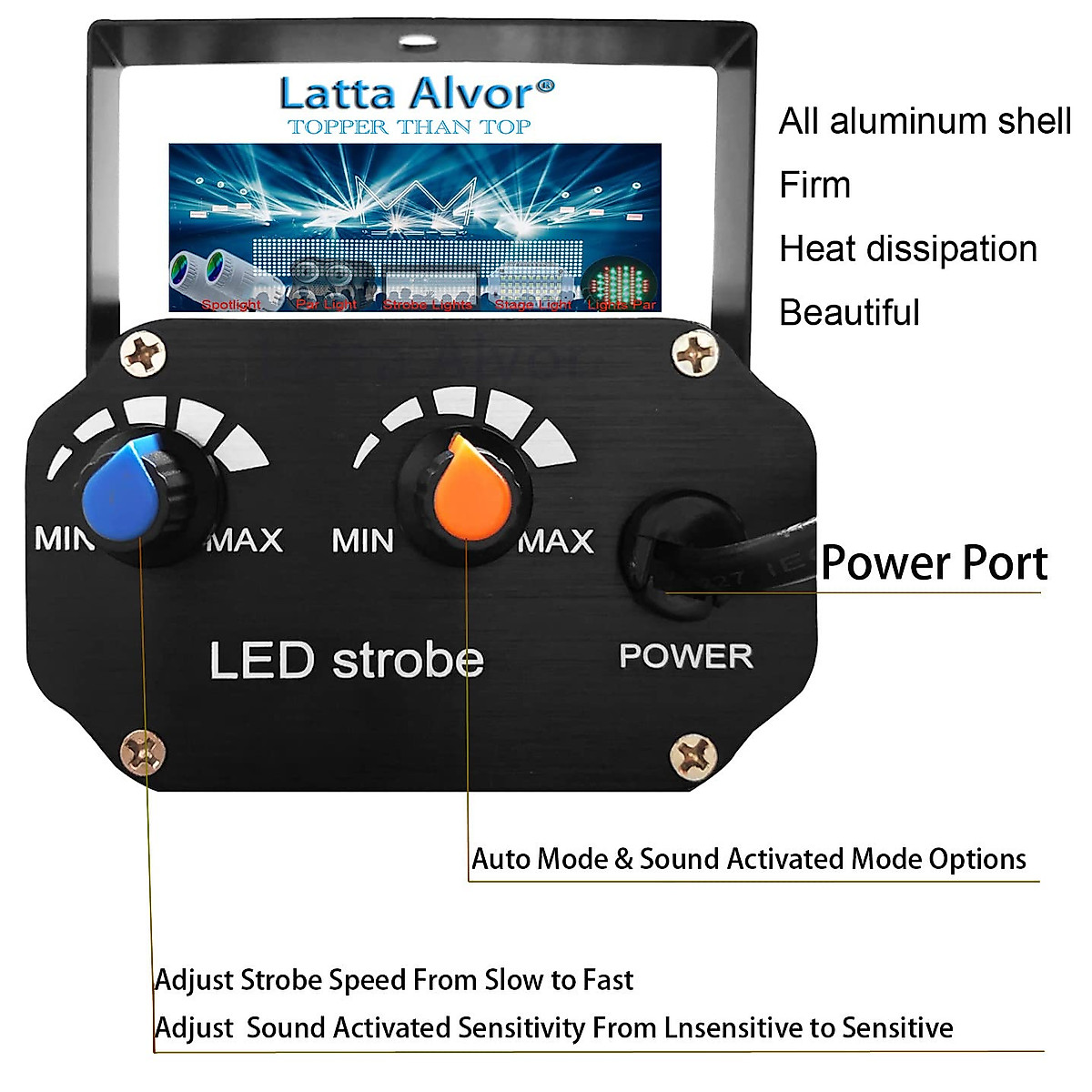 Strobe Lights Stage Light 36 LED Mini Disco LIghts Flash Strobe Lighting with Sound Activated and Speed Control for Party Wedding DJ Disco Bars KTV Lights (white)