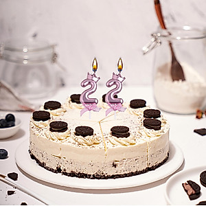 VSHILI 22nd Birthday Candles, Rose Gold 22 Year Old Number Birthday Candles, Happy Birthday Party Cake Topper Decoration Gifts for Women Men