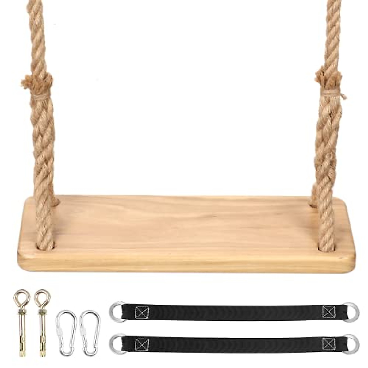Wooden Tree Swing, 500lbs Load Capacity Wooden Swing for Adults & Kids, Adjustable Height, Waterproof Hanging Swing Seat for Indoor, Outdoor, Backyard, Garden, Playground (Kid)