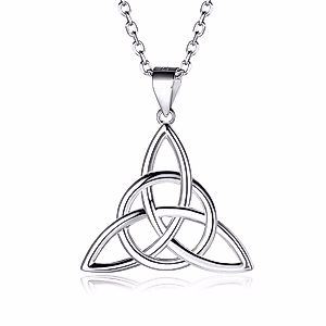 925 Sterling Silver Pendant Necklaces Dainty Simple Good Luck Irish Celtic Knot Triangle Necklaces