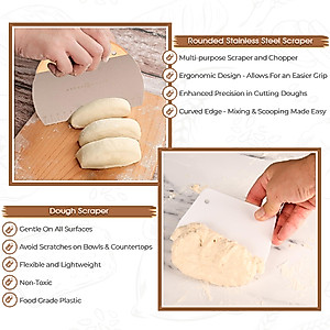 Sourdough Proofing Baskets For Bread Baking Set of 2 - Round 9" & Oval 10" - Qrème House Premium Banneton Bread Proofing Basket Kit For Easy Artisan Bread Making With Bread Lame, Dough Whisk & Scraper