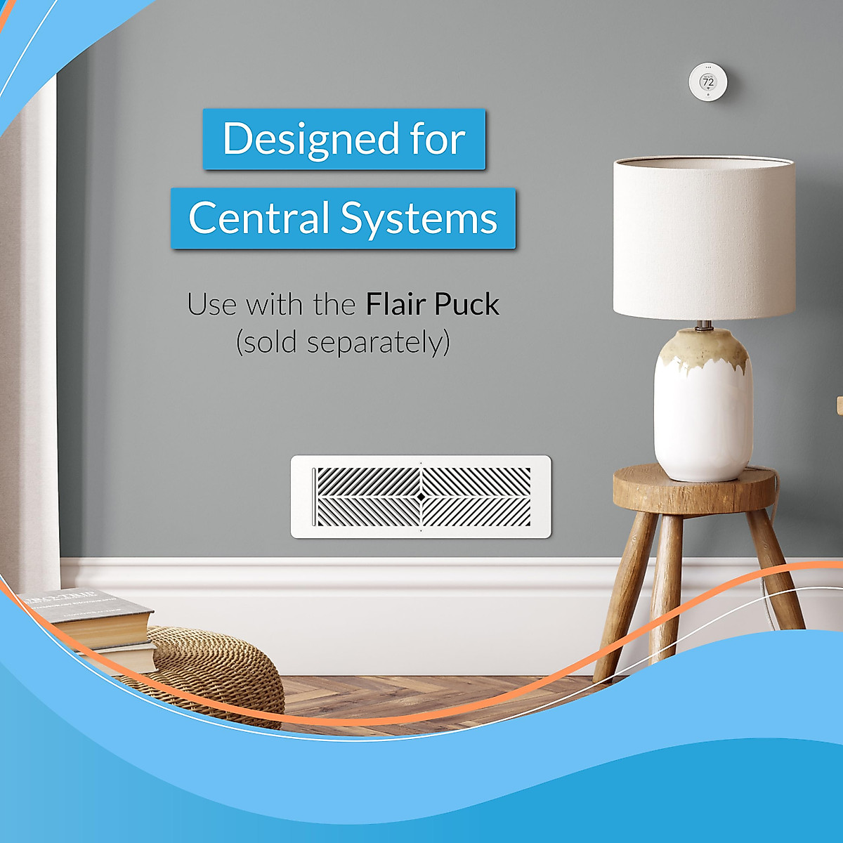 Flair Smart Vent 6x12 (White), AC Vent Cover for Floors, Walls and Ceilings.