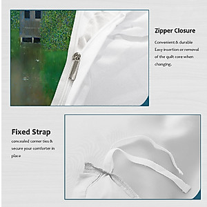 HOBBOY Green 3pc Bedding Set Warm Duvet Cover 2 Pillow Shams Soft Duvet Cover Sets The Unterach Manor on The Attersee Lake Tablo by Gustav Klimt Full