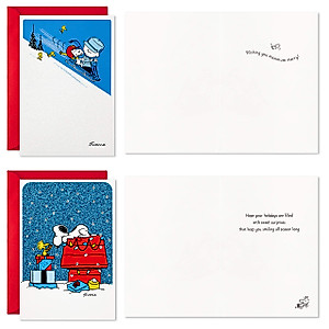 Hallmark Peanuts Boxed Christmas Cards Assortment, Classic Comics (4 Designs, 16 Cards and Envelopes)